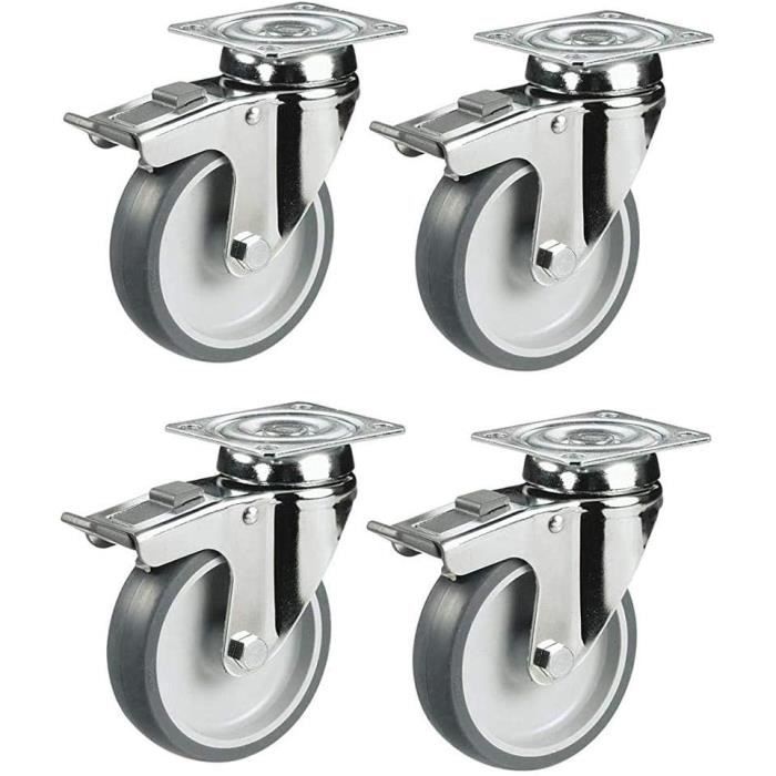 Set De 4 Roues Tournantes (Ø 100Mm), Fabriquées En Nylon, Avec Frein ...