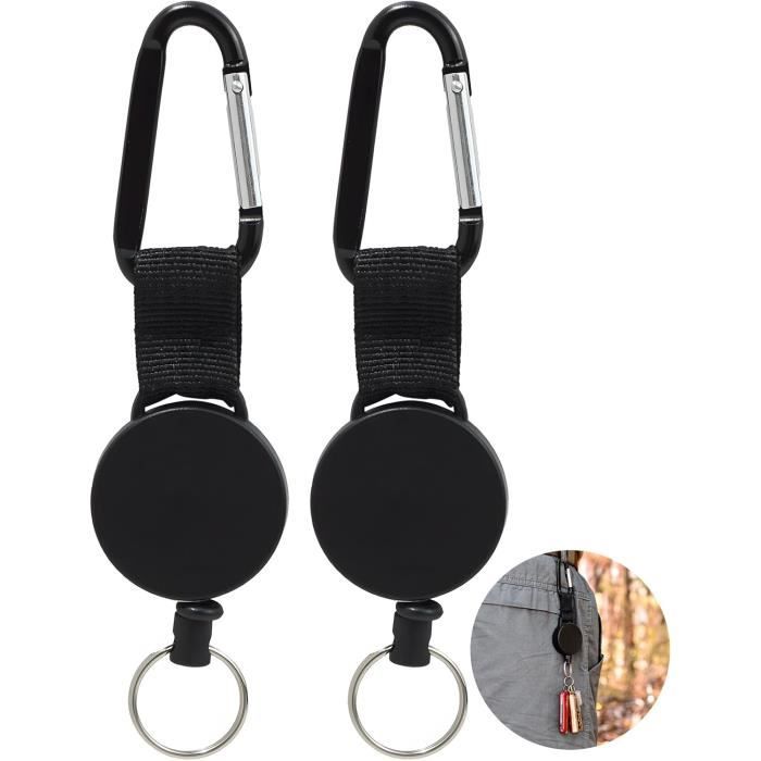 2 Pcs Porteclés Rétractable, Dérouleur Badge, Mousqueton Avec Enrouleur ...