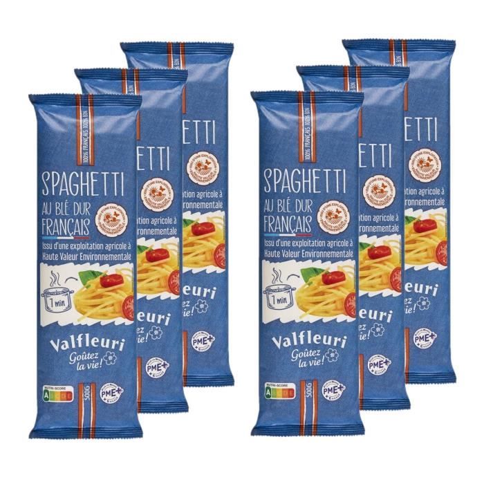 Valfleuri - Lot 6x Pâtes - Gamme HVE "Spaghetti" - Sachet 500g ...