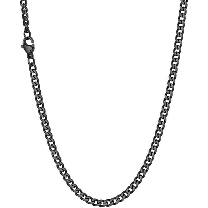 Chaîne Cubaine Homme Femme-Chaînes Maille Gourmette 3mm-noir,Bijoux ...