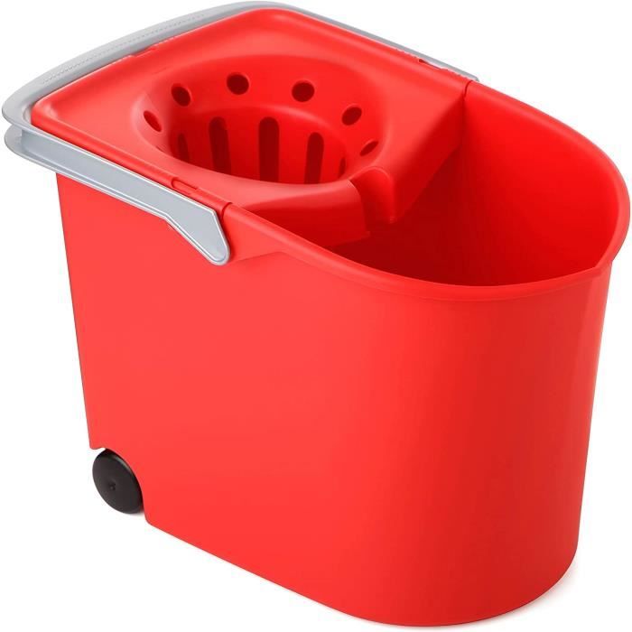 1103209 Seau Essoreur à Roulettes Plastique Rouge 38,2 x 25,5 x 28 cm ...