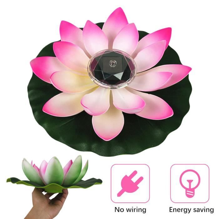 Lampe LED solaire flottante en forme de Lotus, luminaire décoratif d ...