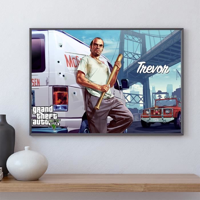 Tableau - GTA 5 - Affiche Art Mural - 50x70cm - Toile - Décoration ...