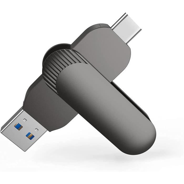 Clé USB C 128 Go Métal, Clé USB C 128 Go 3.0 Métal Pince Pivotante, Cle USB Type C Double ...