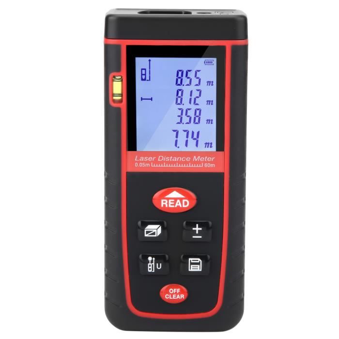 GOTOTOP mesureur de distance Écran LCD rz-s 60M télémètre laser mesureur outil de mesure de ...