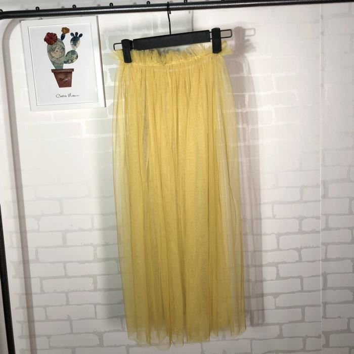 Jupe transparente en maille monocouche pour femme,jupe en fil net,demi ...