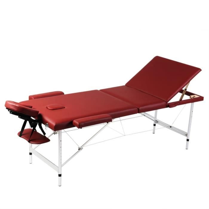 Table De Massage Pliante 3 Zones Rouge Cadre En Aluminium Cdiscount