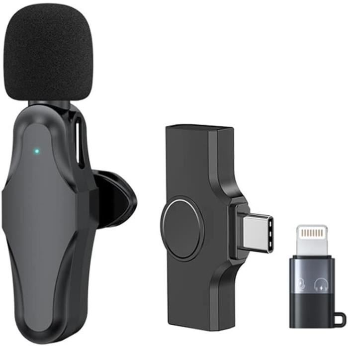 Microphone Lavalier Sans Fil,2,4 Ghz Micro Cravate Pour Iphone-Android,Plug & Play Microphone ...