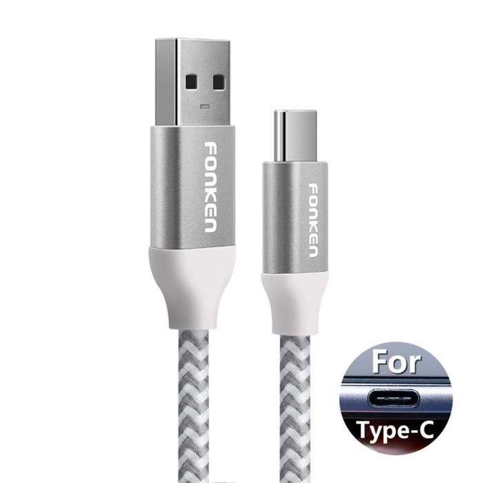 White Type C Cable-32cm -câble de chargement rapide Usbc pour téléphone ...