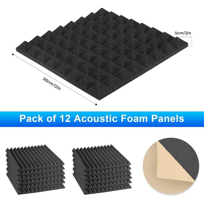 Panneaux acoustiques autocollants - SIGHTMARK - Lot de 12 - 30x30 cm ...