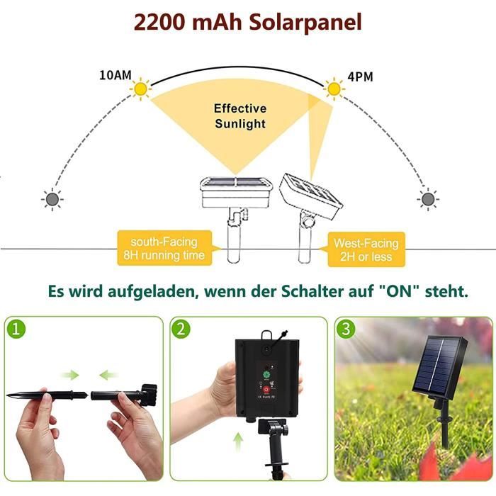 AMOUNE Bande LED Solaire dextérieur 2200 mAh avec Télécommande - 5M ...