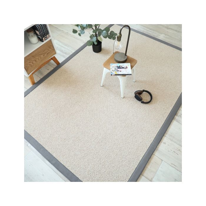 Tapis naturel en pure laine - Latoon grège - Ganse grise - 120 x 170 cm ...