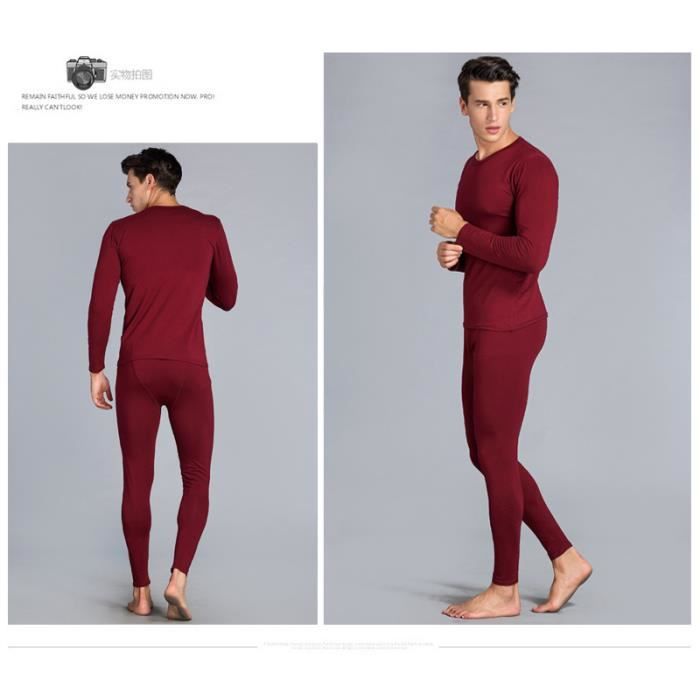 Ensemble de sous-Vêtements Thermiques Homme Haut & Bas Maillot de Corps Manches Longues ...