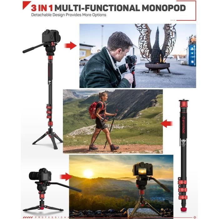 Cobra 3 A180F 3-En-1 Caméra Monopode Télescopique Vidéo Monopode ...