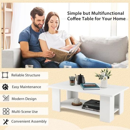 LIFEZEAL Table Basse Simple et Élégante avec Structure Solide, Table de ...