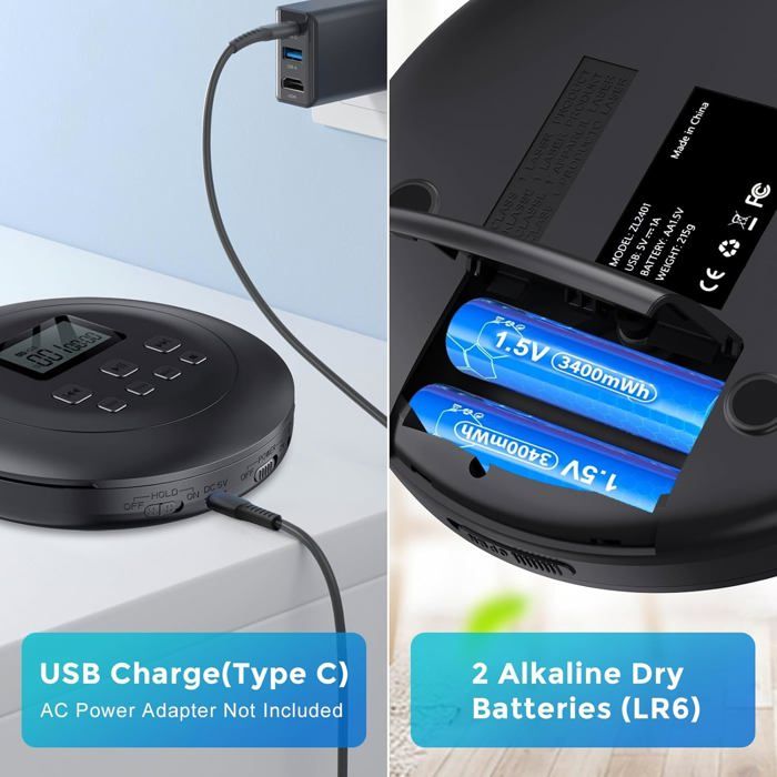 Lecteur CD portable-KAL-Lecteur Portable Audio avec Écouteurs,Écran LCD ...