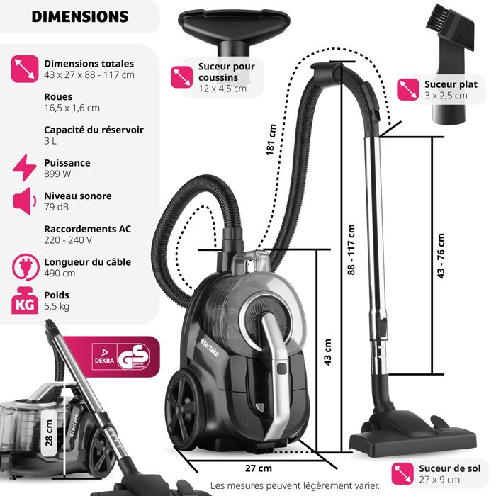 ASPIRATEUR TRAINEAU - TECTAKE - Aspirateur VC900 sans sac avec filtre ...
