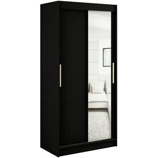 Armoire de Chambre KAIR T2 Noir 100 avec tiroirs avec 2 Portes ...