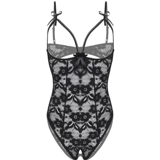 Iefiel Femmes Sexy Lingerie Dentelle Dos Nu Body Bandage Ouvert