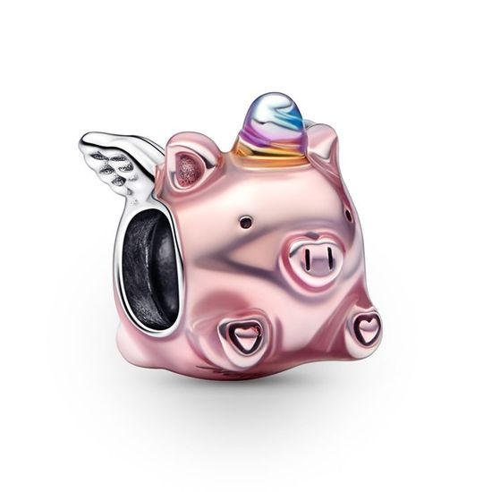 Charm - PANDORA - Cochon Licorne Volant - Argent - Rose - Adulte Femme ...