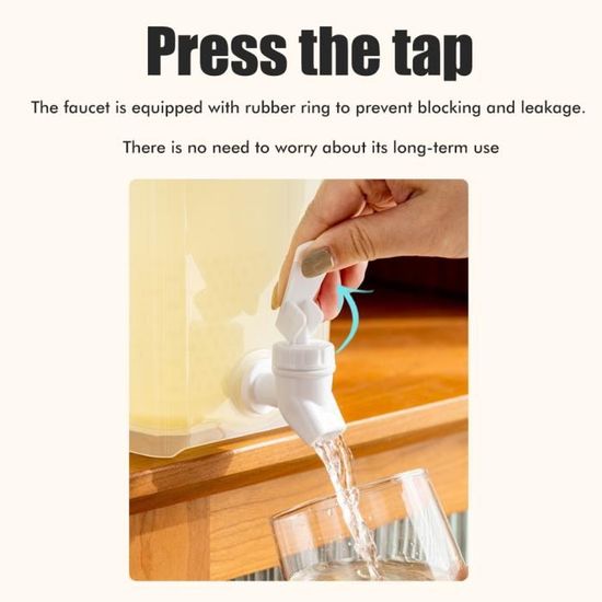 Tbest Distributeur boisson plastique 3.5L avec robinet pour frigo, fête ...