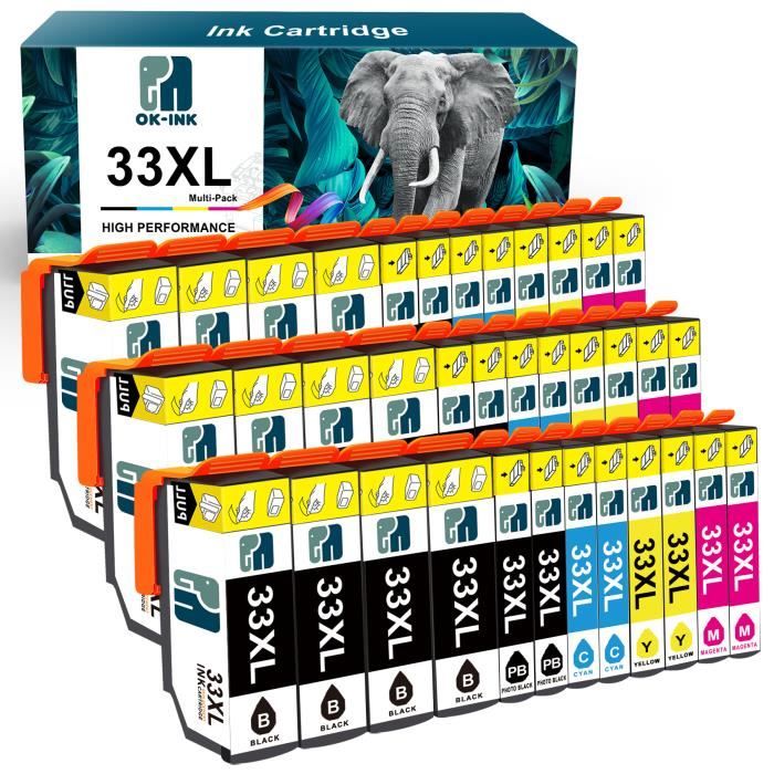 OK-INK 36 Pack Cartouche Epson 33 XL 33XL multipack Compatible avec ...