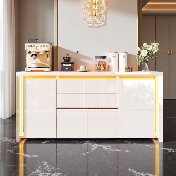 Buffet Blanc Laqu Led