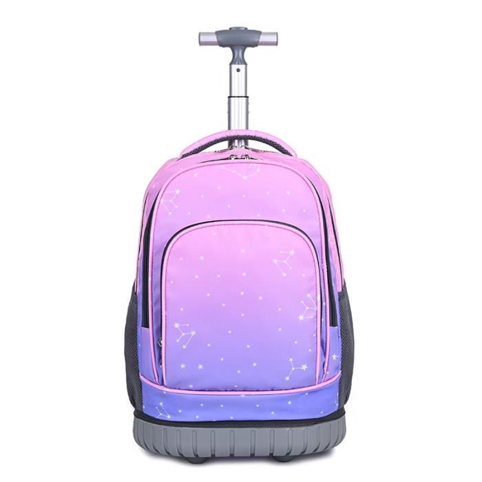 Cartable à Roulette - AMOUNE - Violet - Trolley avec Poches - Confort ...