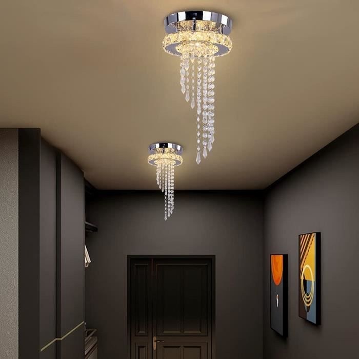 Petit lustre en cristal léger Mini suspension contemporaine en cristal ...