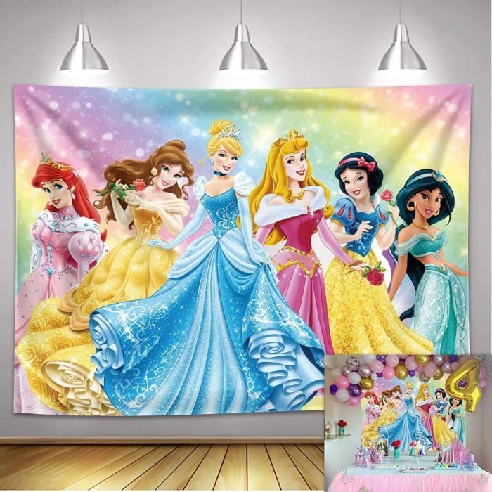 Toile de fond à paillettes sur le thème des princesses arc-en-ciel pour ...