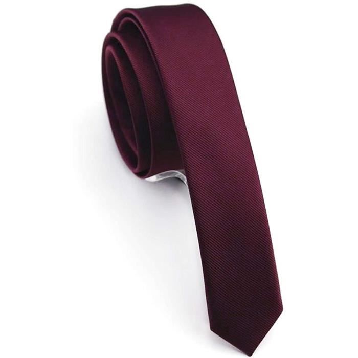 RluoX Couleur unie Skinny Cravate Slim Cravate pour Homme (4cm) Rouge ...