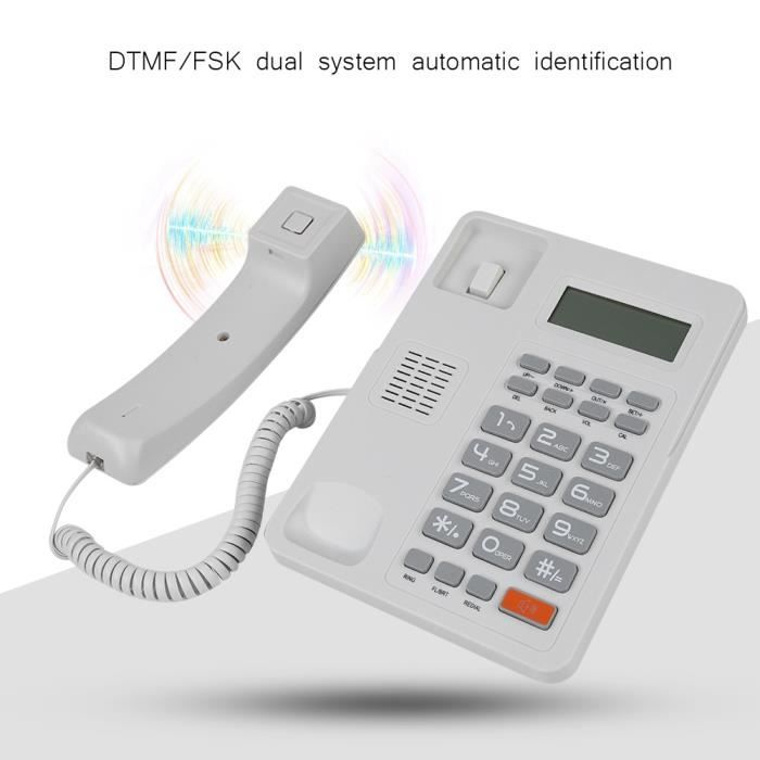 HURRISE Téléphone de l'hôtel Téléphone Fixe Filaire Téléphone de Bureau DTMF / FSK Anglais ...