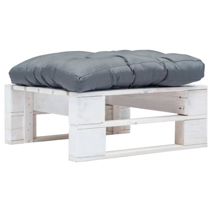 REPOSE PIEDS - Repose-pied palette de jardin avec coussin gris Blanc ...