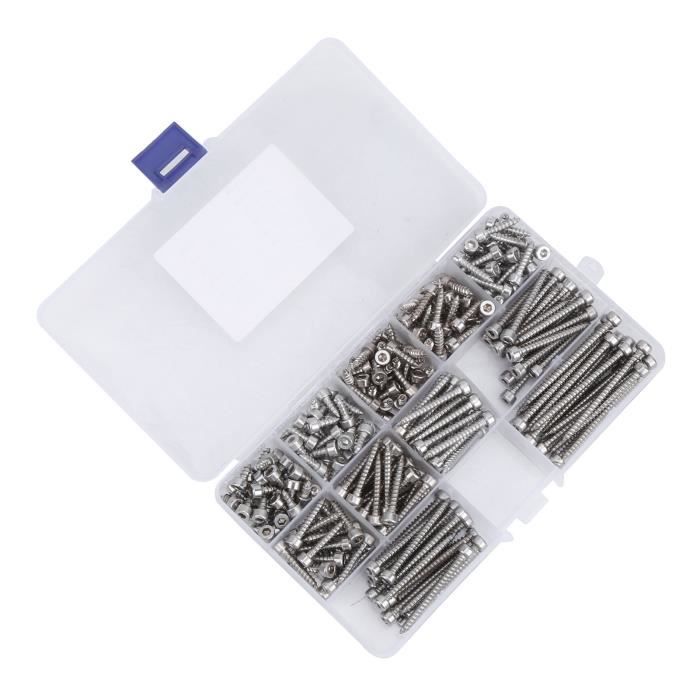 EJ.life vis M4 270pcs vis autotaraudeuse 304 en acier inoxydable M4 à six pans creux kit d ...