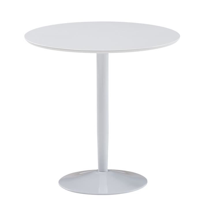 Table de salle à manger ronde - FINEBUY - 75x75x74cm - Blanc brillant ...