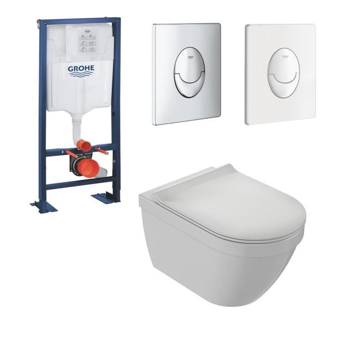 Wc suspendu et abattant frein de chute Jacob Delafon avec bati support ...