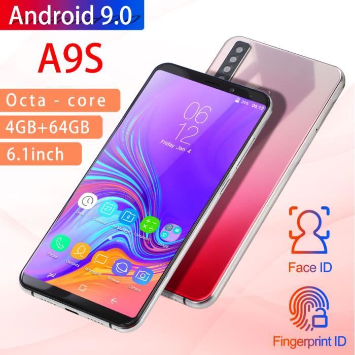 A9S Téléphone Portable 6.1" 4GB RAM 64GB ROM 8MP +16MP Caméra Android 9 ...