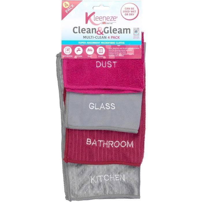 Kleeneze KL068118EU Clean Gleam Lot de 4 Chiffons d'époussetage et de ...