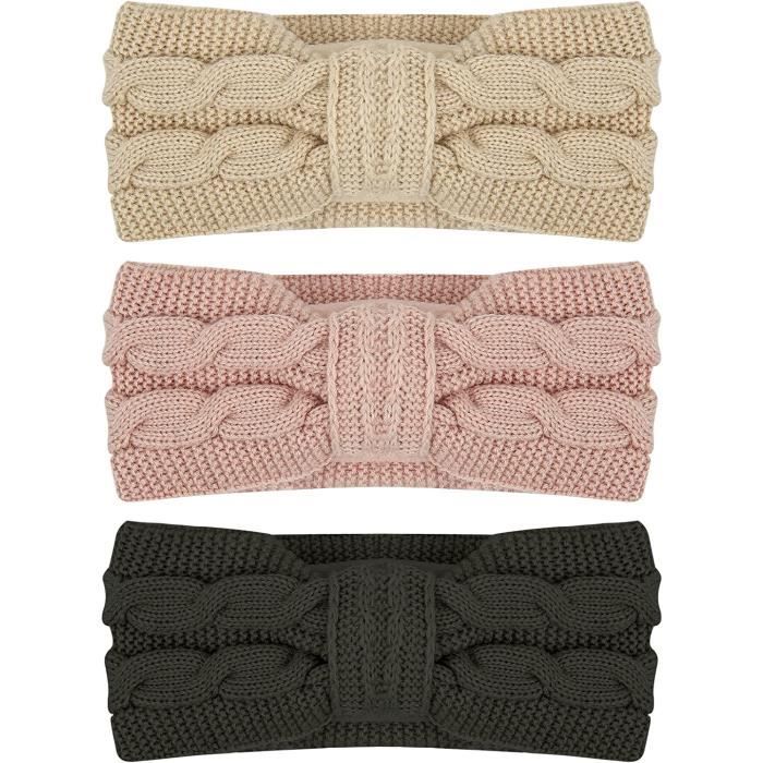 Bandeau Cheveux Femme Hiver, Serre-tête en tricot, Cache Oreilles Femme 3 pièces Bandeaux Pour ...