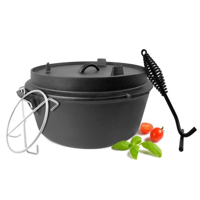 UISEBRT Marmite en fonte avec Couvercle et Crochet, portable pour l ...