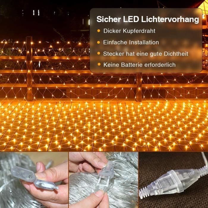 YOSOO Filet lumineux LED 200 LED 3 X 2 Mètres Filet de Lumière, LED ...