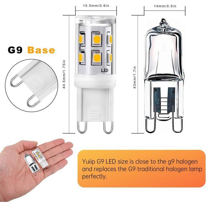 Ampoule G9 LED 2W, Blanc Chaud 3000K, CRI 83, 300lm, 360 Degrés Angle ...