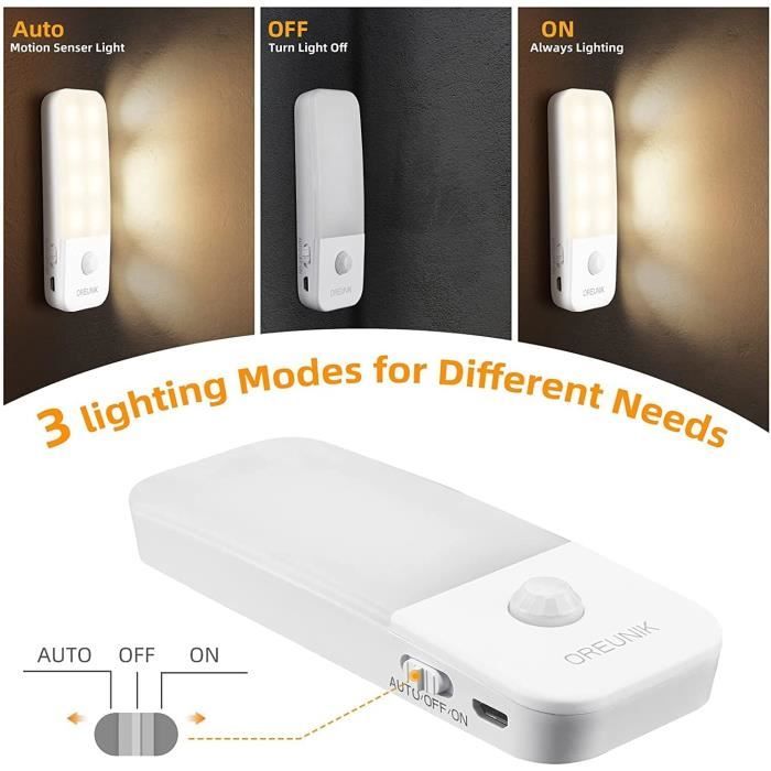 Veilleuse Led Automatique, [Lot De 2] Rechargeable Usb Lampe À ...
