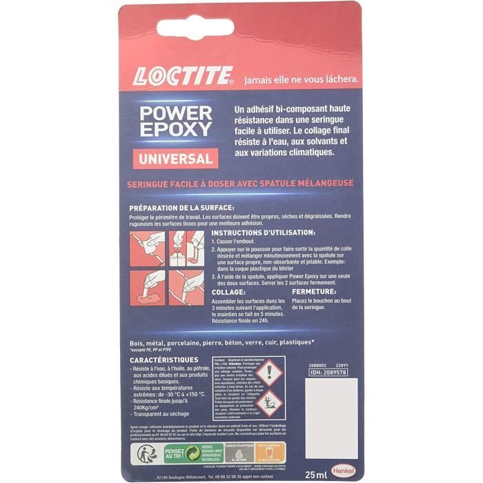 Colle Power Epoxy Rapide 5 Minutes 25 ml, colle forte résistante avec ...