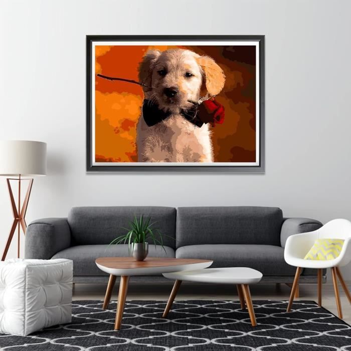 Diy Diamond Painting Chien Rose Complet Kits, 5D Broderie Peinture ...