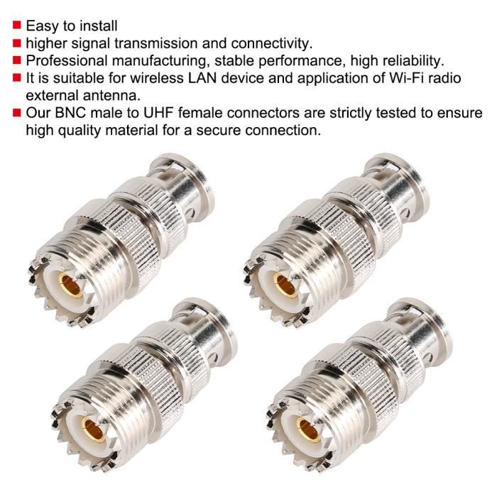 Fdit connecteur coaxial 4 pièces BNC mâle à UHF femelle RF connecteur ...