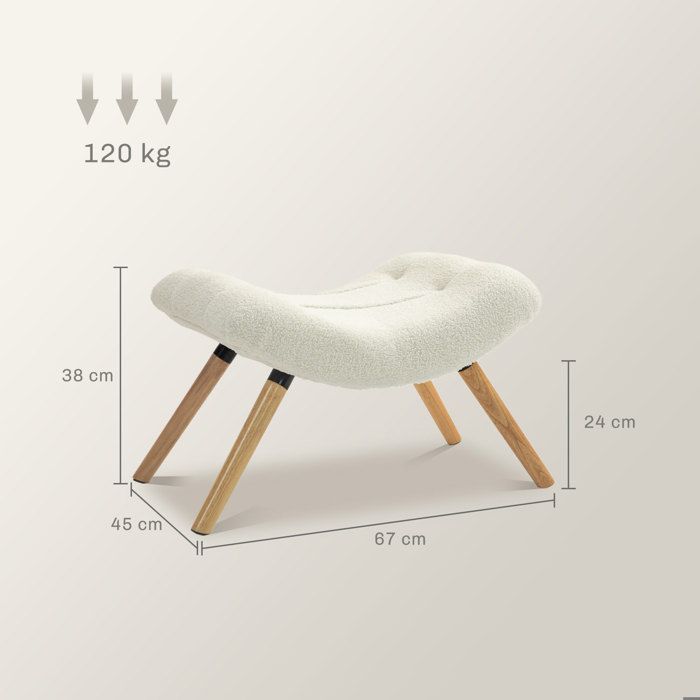 Repose pied salon HOMCOM ottoman pouf salon tabouret de canapé en tissu ...