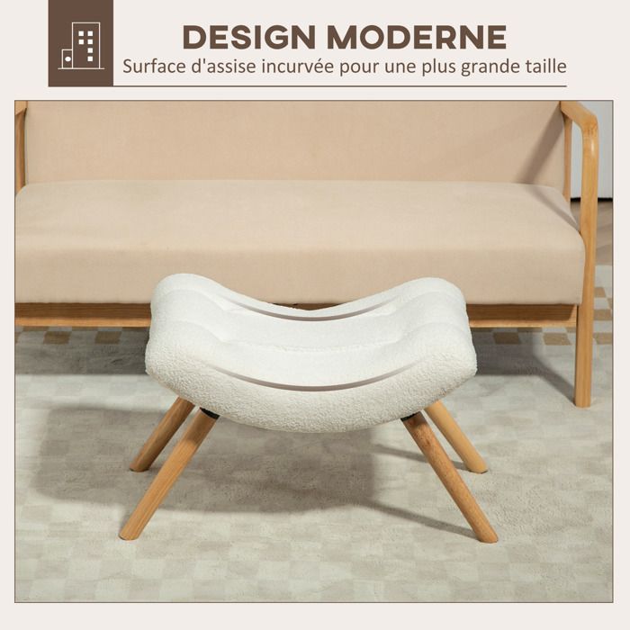 Repose pied salon HOMCOM ottoman pouf salon tabouret de canapé en tissu ...