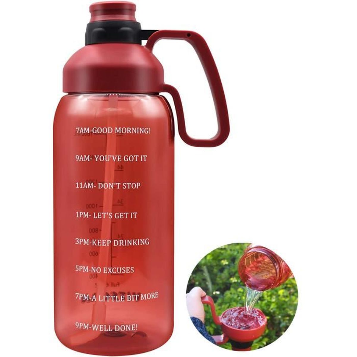 Gourde Sport, Bouteille d'eau 2L avec Paille, Bouteille Tritan Sans BPA ...