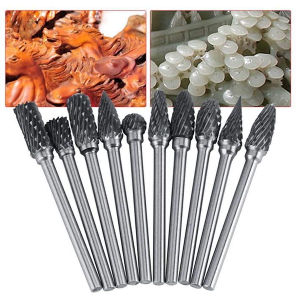 JNG Fraise 10 pièces lime rotative en acier au carbure de tungstène ...